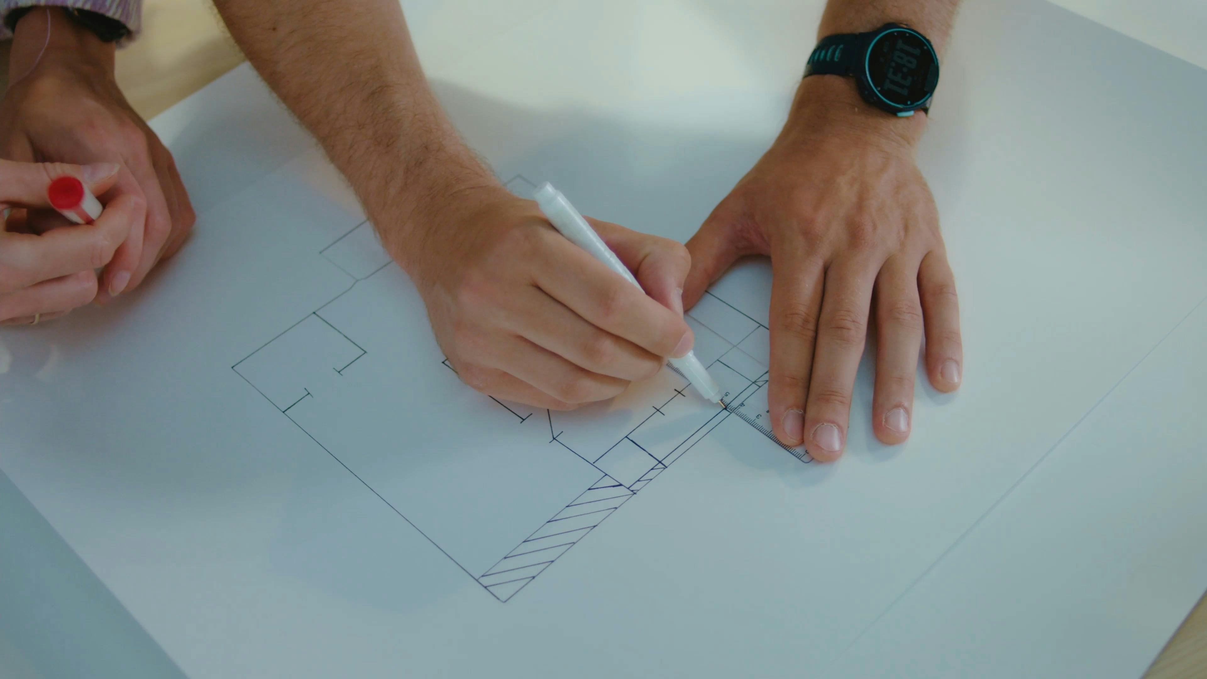 A Person Drawing Floor Plan on a White Paper Free Stock Video Footage ...