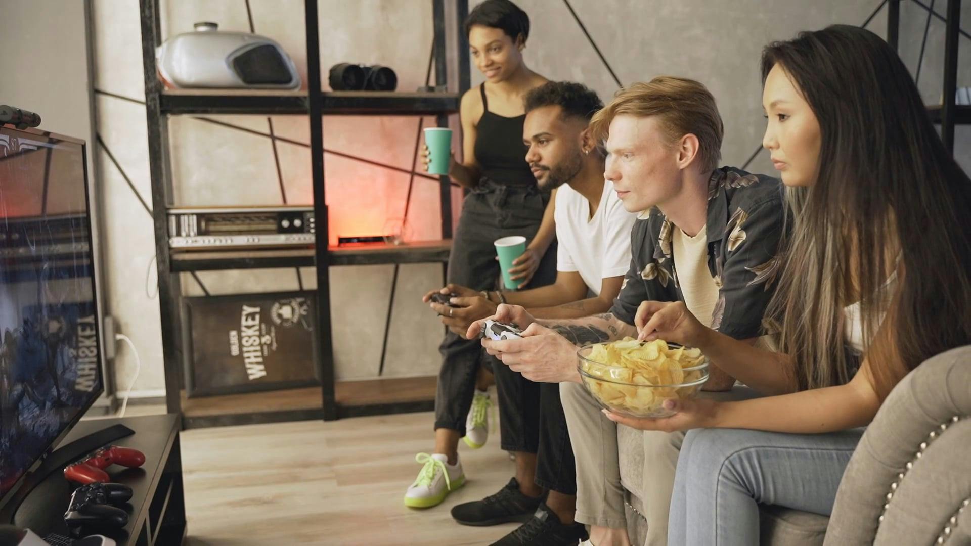 Friends Hanging Out and Playing Video Games Free Stock Video Footage ...