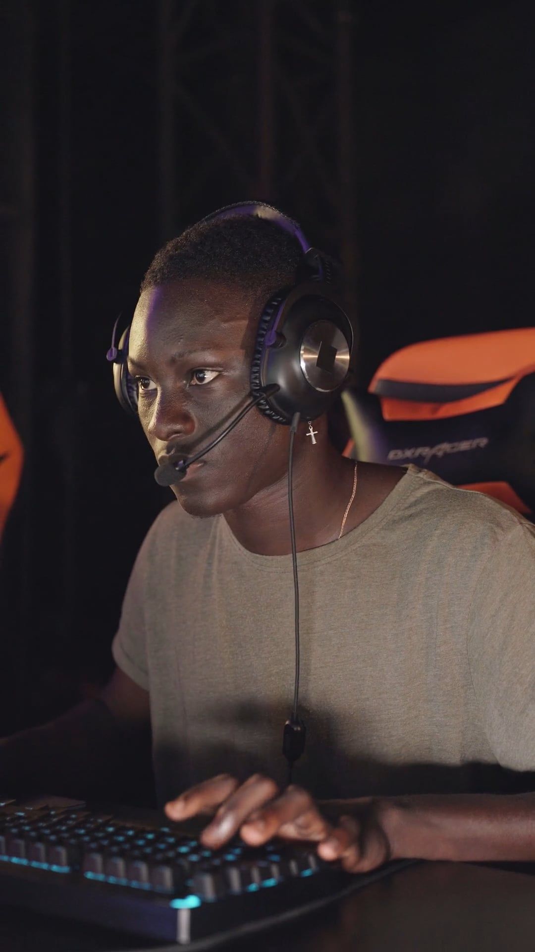 Man Wearing Headset While Playing Computer Games Free Stock Video ...