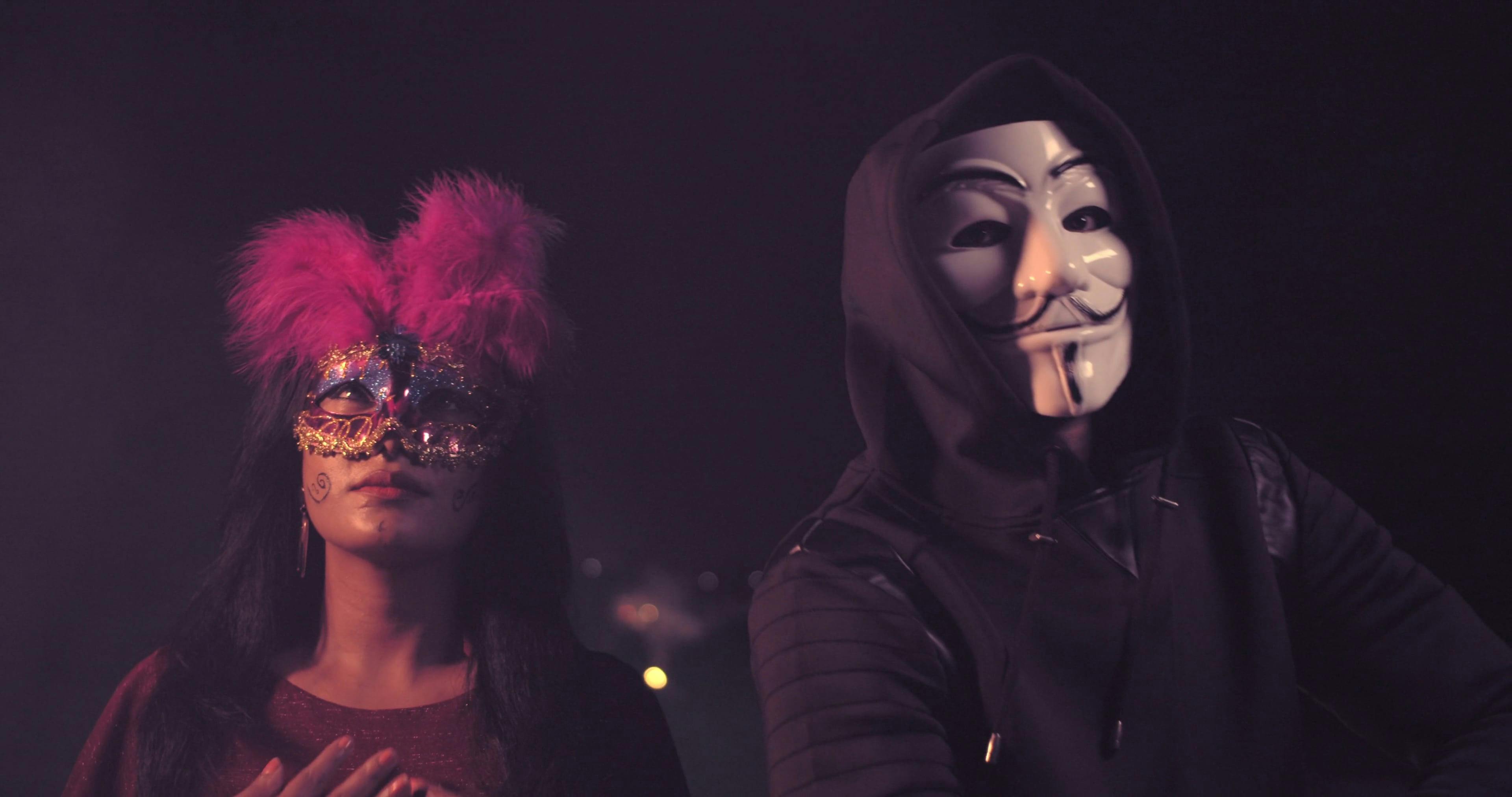 Two People Posing with Masks Free Stock Video Footage, Royalty-Free 4K ...
