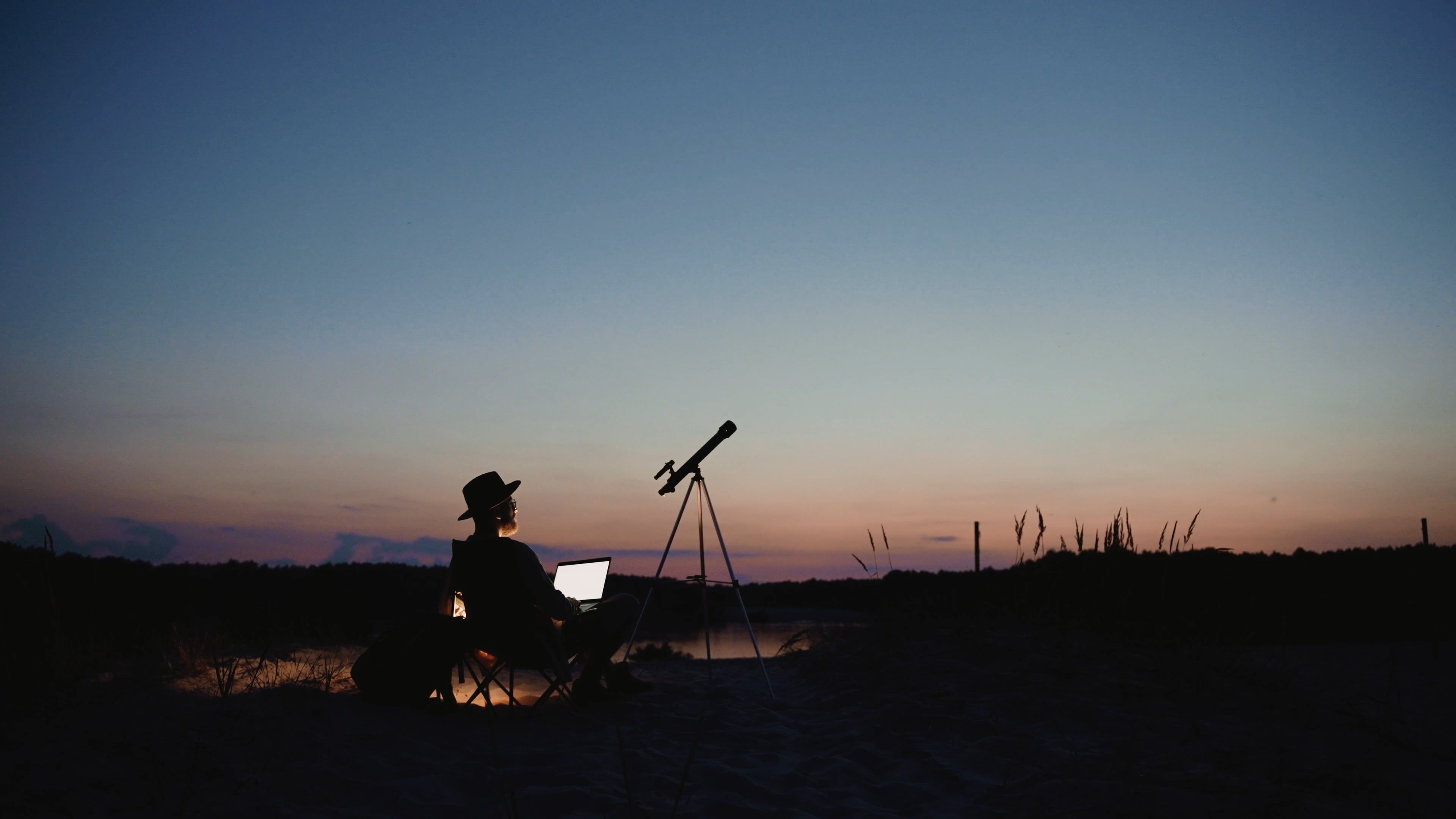 A Man Using His Laptop on a Camping Site Free Stock Video Footage ...