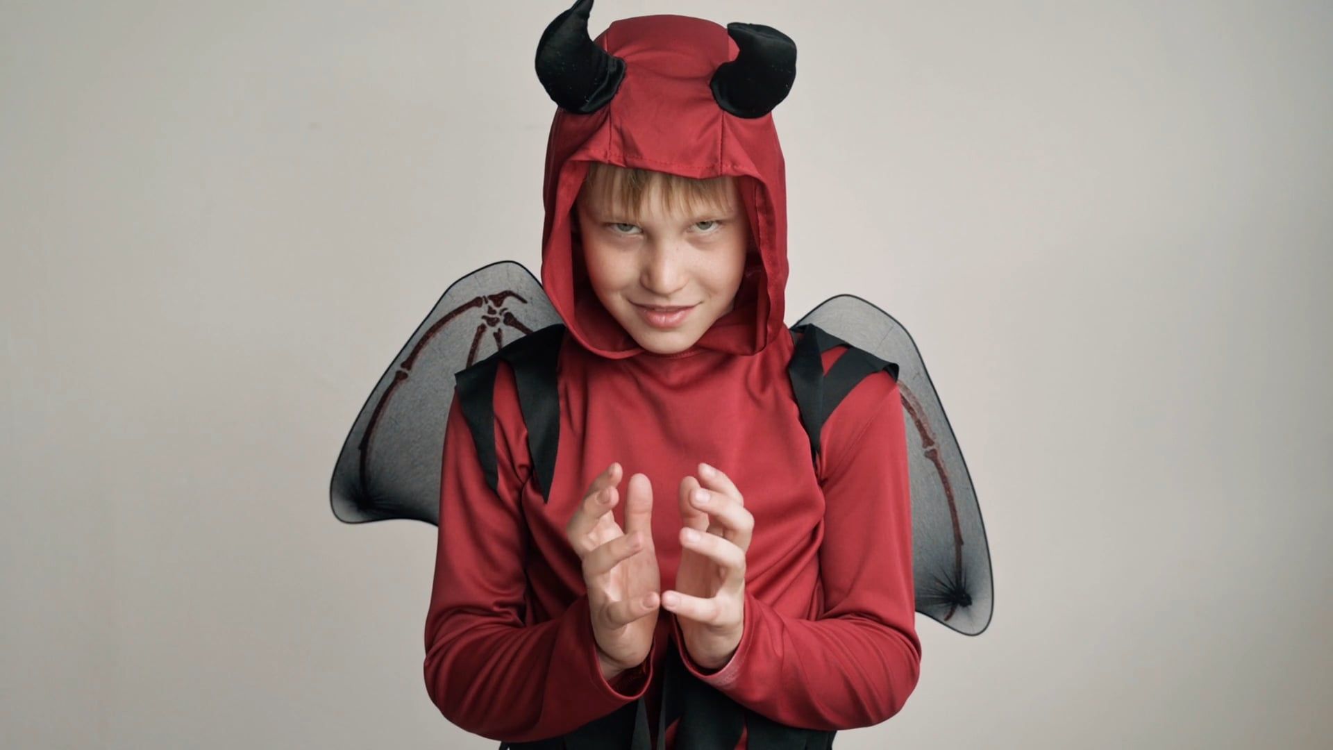 A Boy Wearing a Devil Costume · Free Stock Video