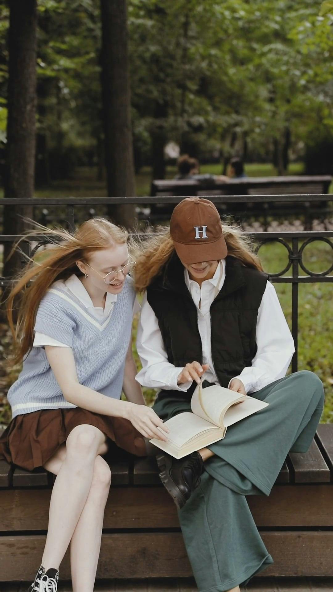 A Woman Seated On A Bench With Her Books Free Stock Video Footage ...