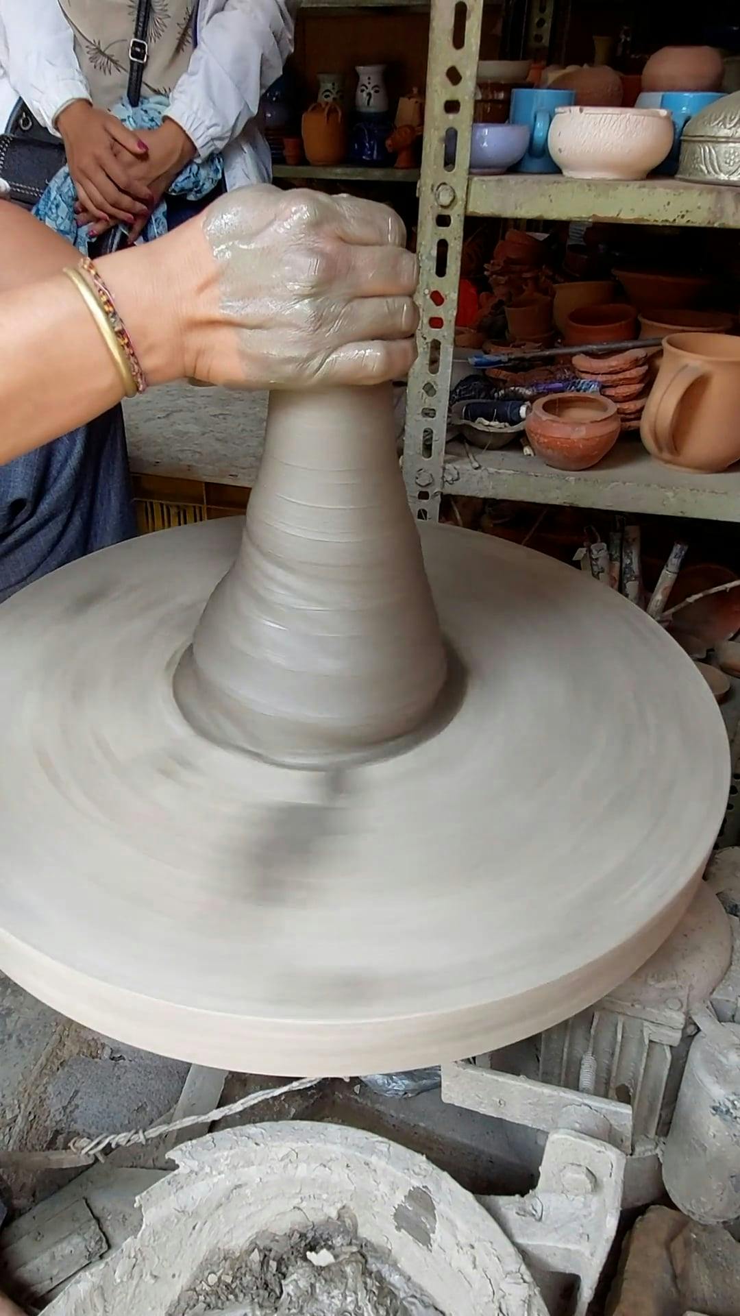 A man is making a pottery wheel in a workshop Free Stock Video Footage ...