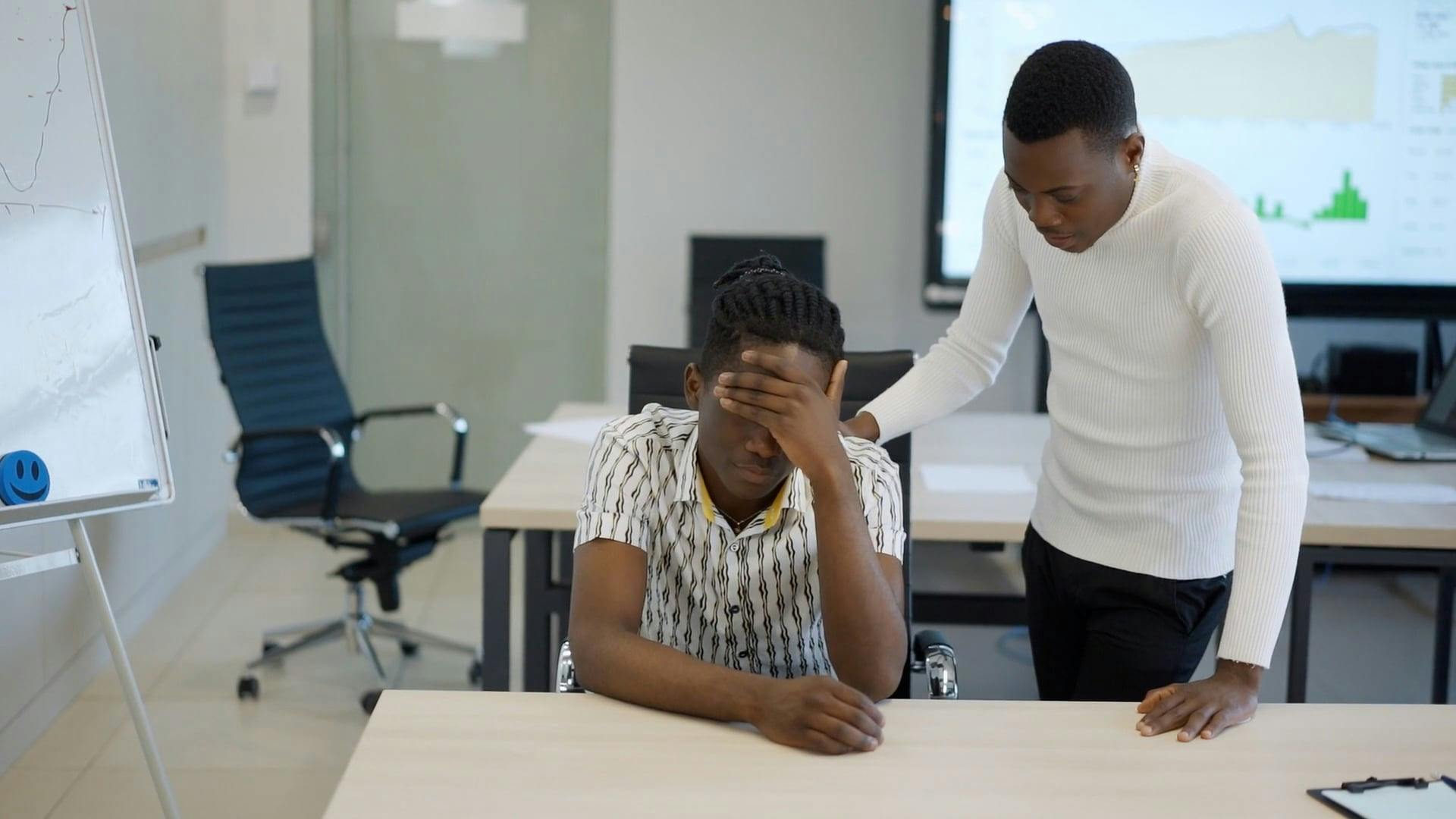 A Man Comforting His Co Worker · Free Stock Video