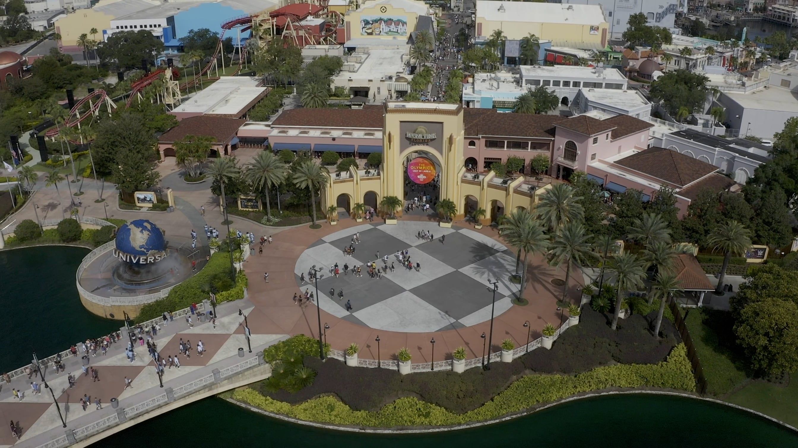 Drone Footage of People at the Universal Studios Free Stock Video ...