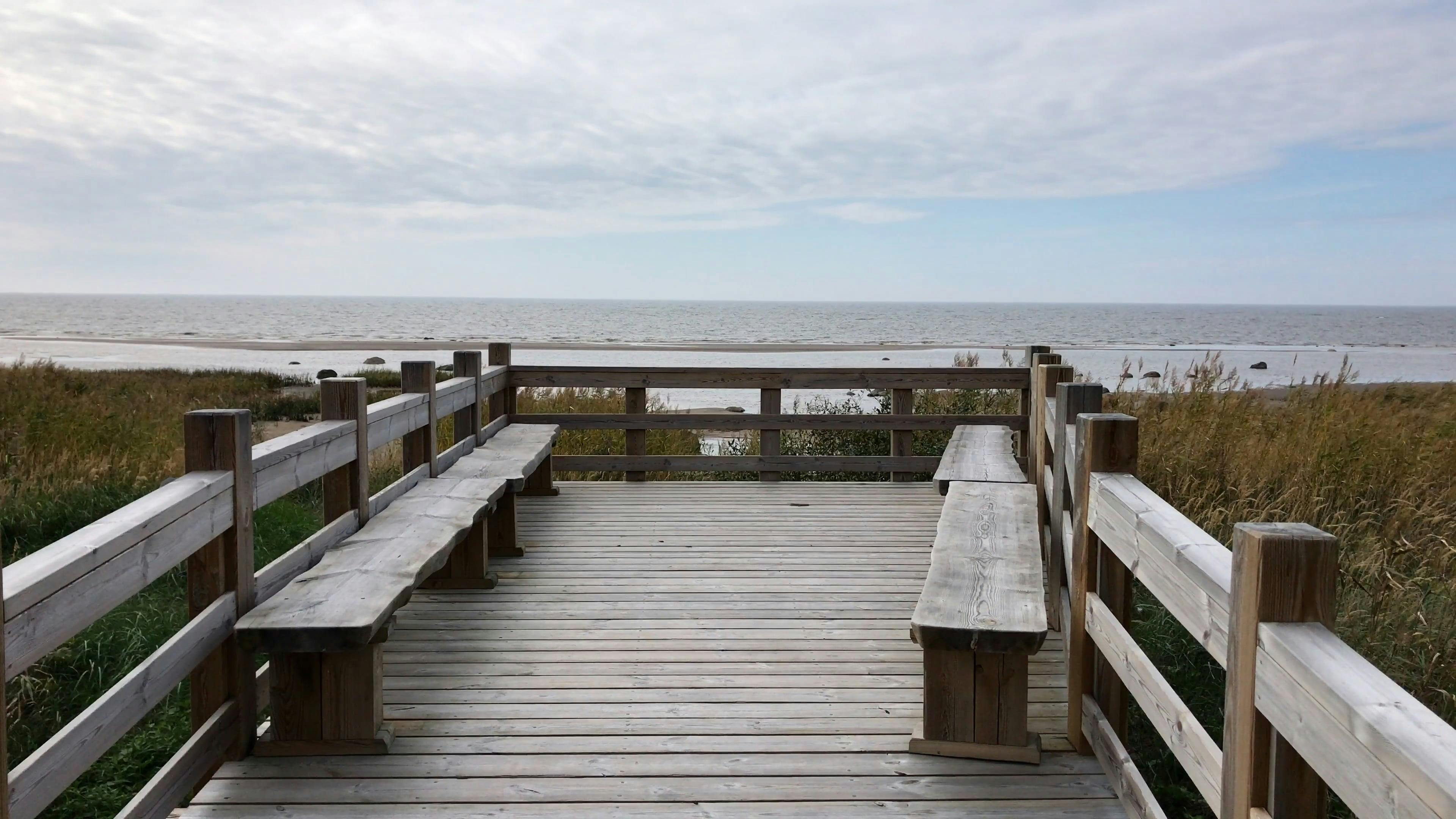 Wooden Bench Near the Seashore Free Stock Video Footage, Royalty-Free ...