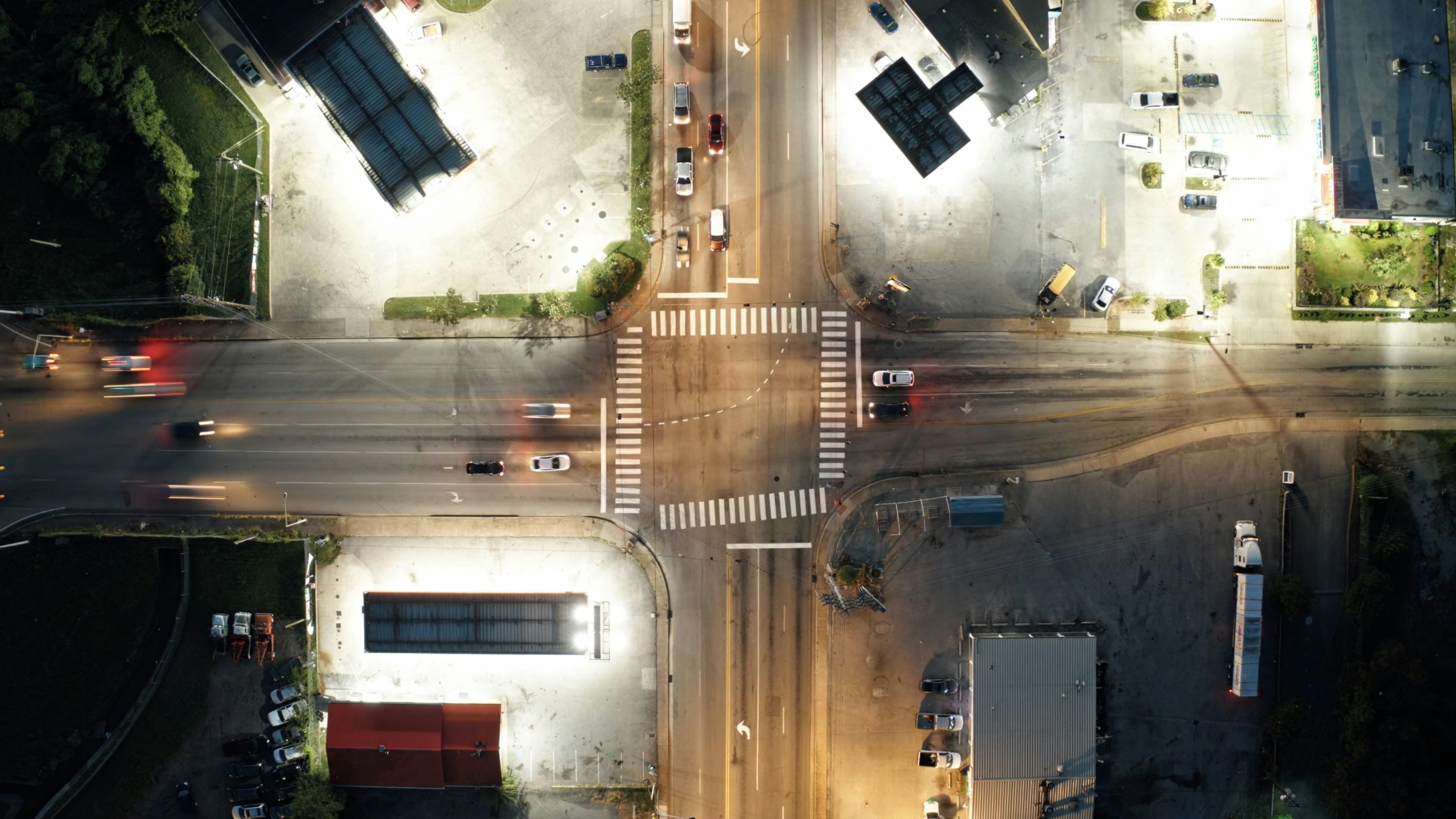 Aerial Hyperlapse of Traffic over big intersection bridges and ring ...