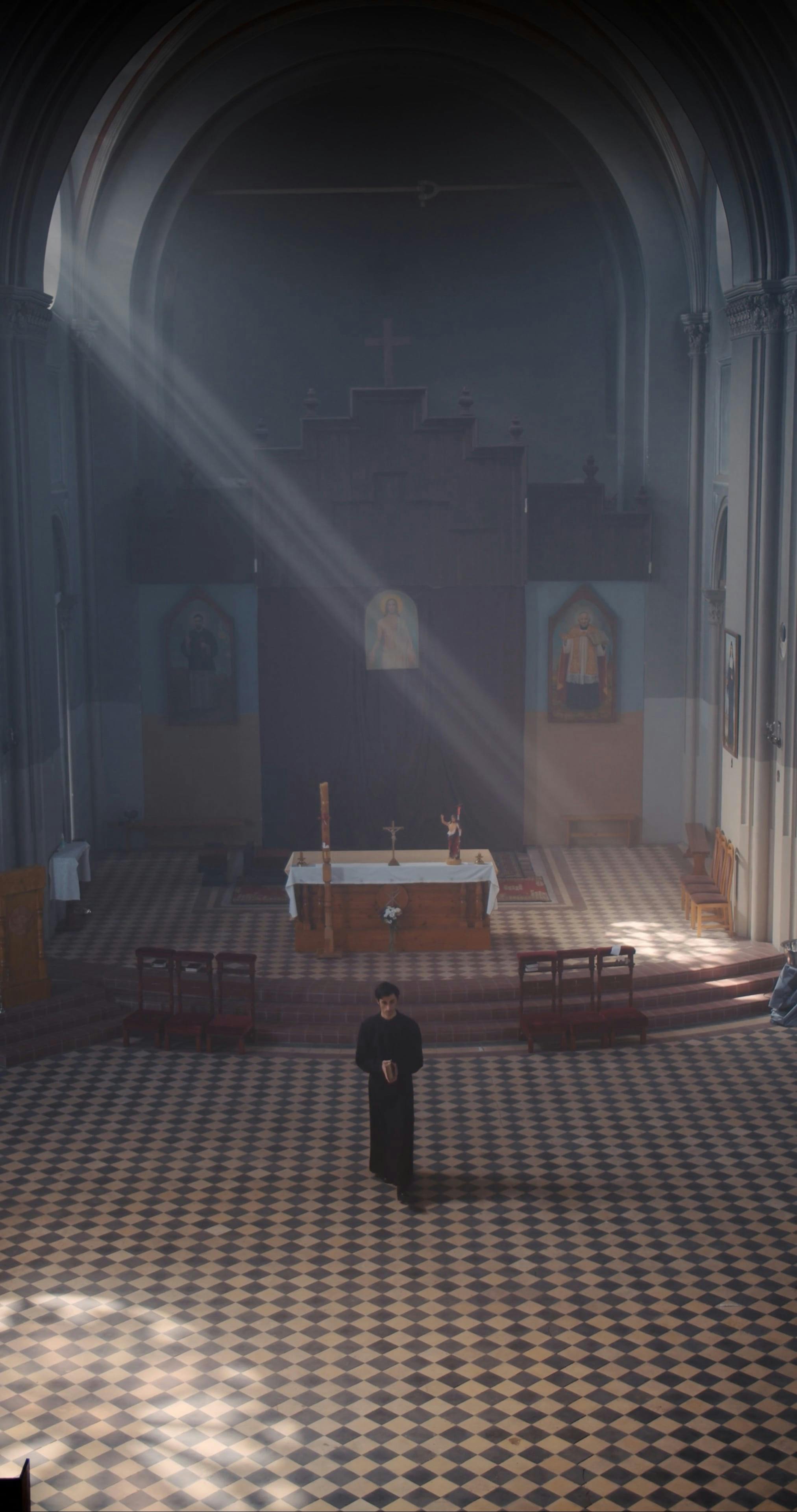 Top View of a Priest Walking in Church Free Stock Video Footage ...