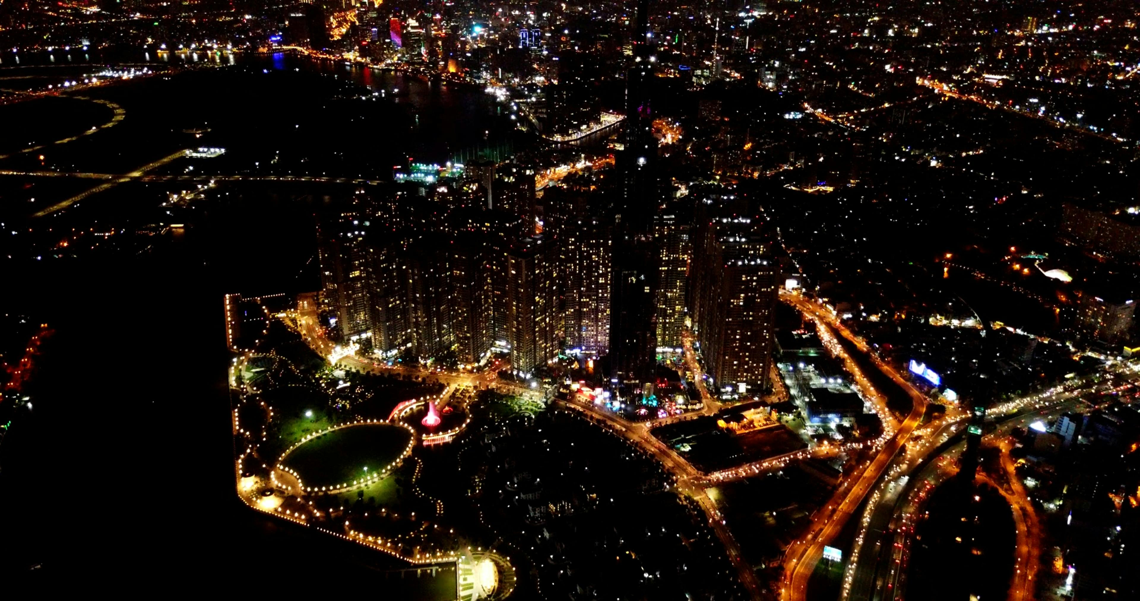 Drone shot of light show on skyscraper Free Stock Video Footage ...