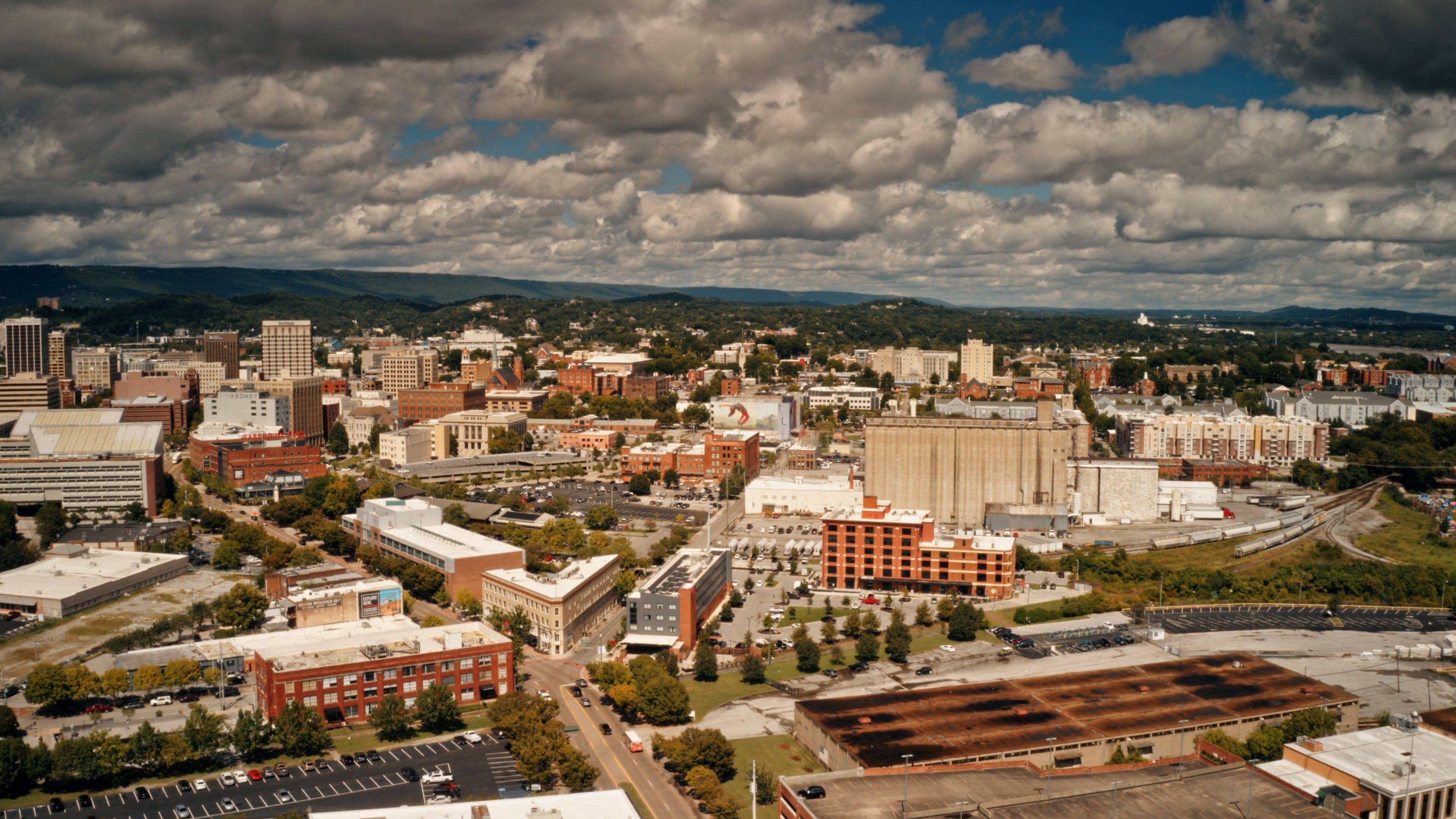 An aerial view of night time, Chattanooga, Tennessee Free Stock Video ...