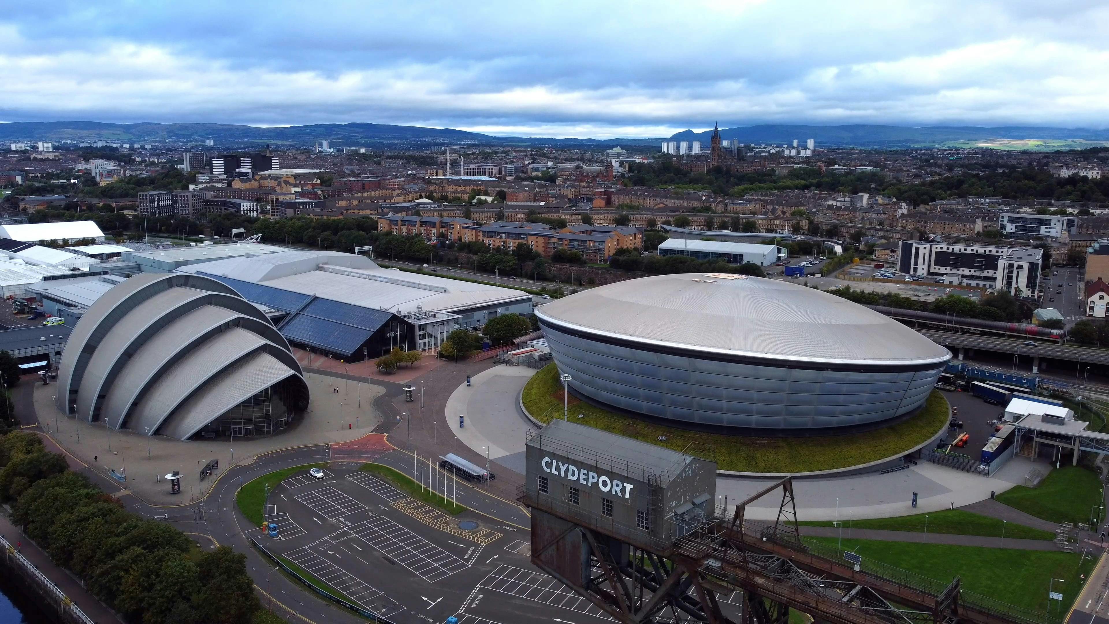 Drone Footage of the Scottish Event Campus Free Stock Video Footage ...