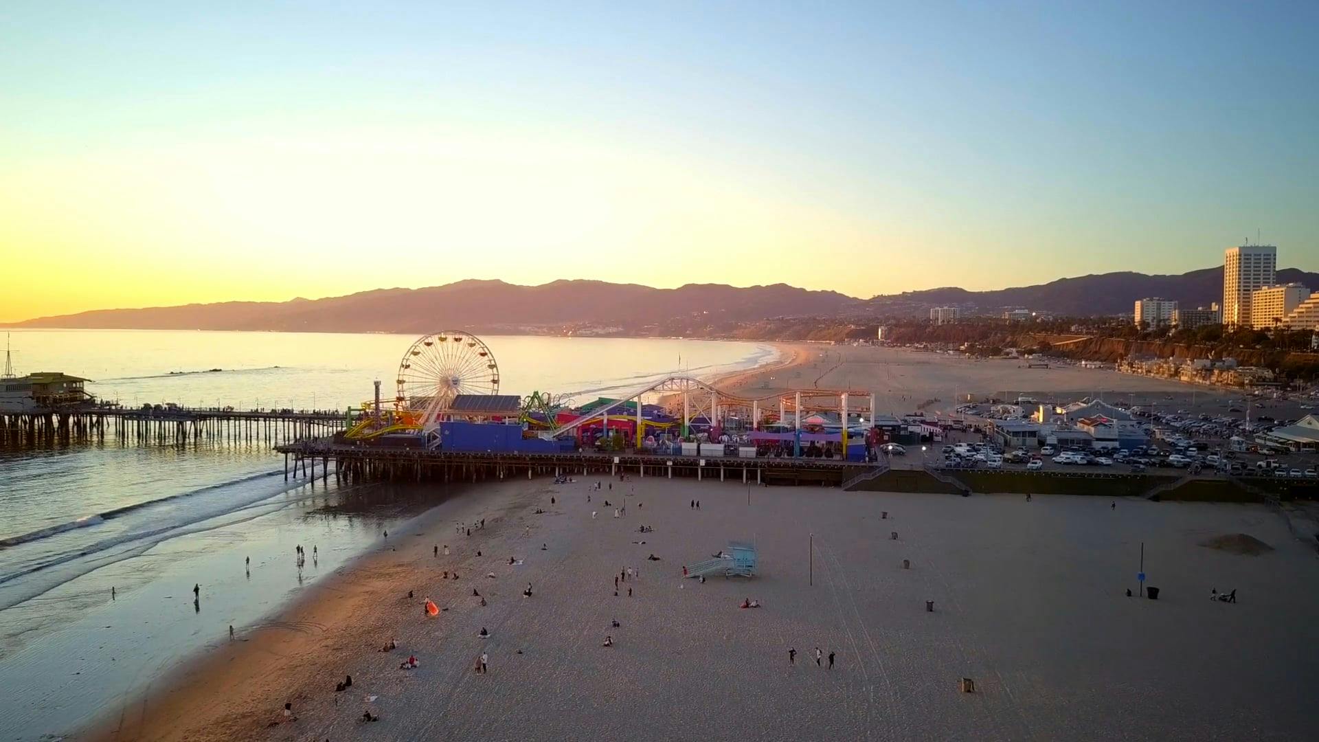 Aerial View of the Santa Monica Pier · Free Stock Video