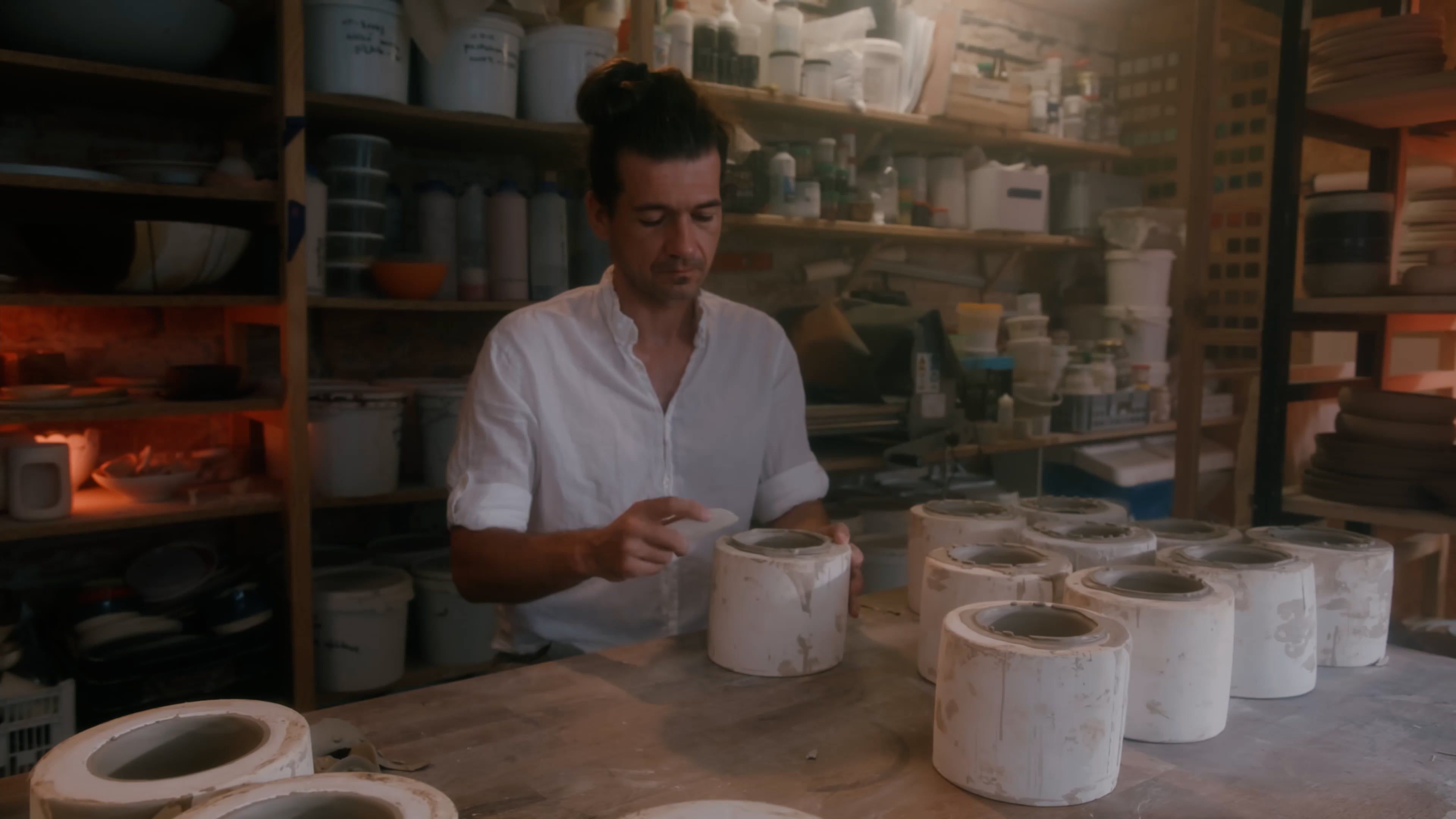 Man Scraping Clay on a Mold Free Stock Video Footage, Royalty-Free 4K ...
