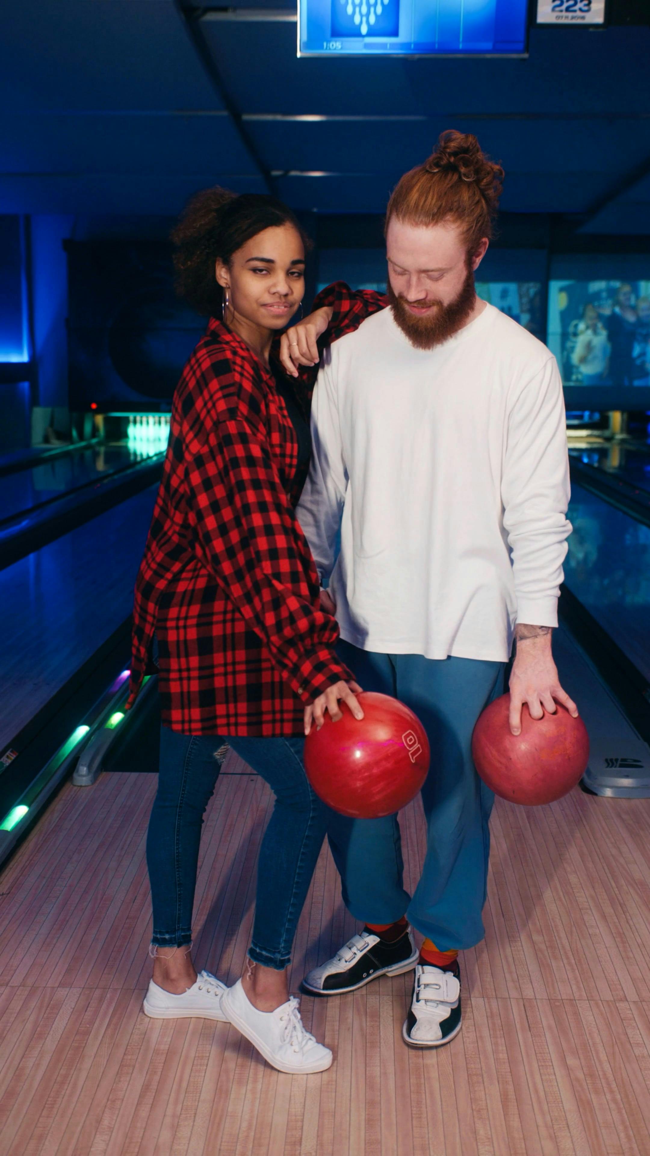 Man and Woman Holding Bowling Ball Free Stock Video Footage, Royalty ...