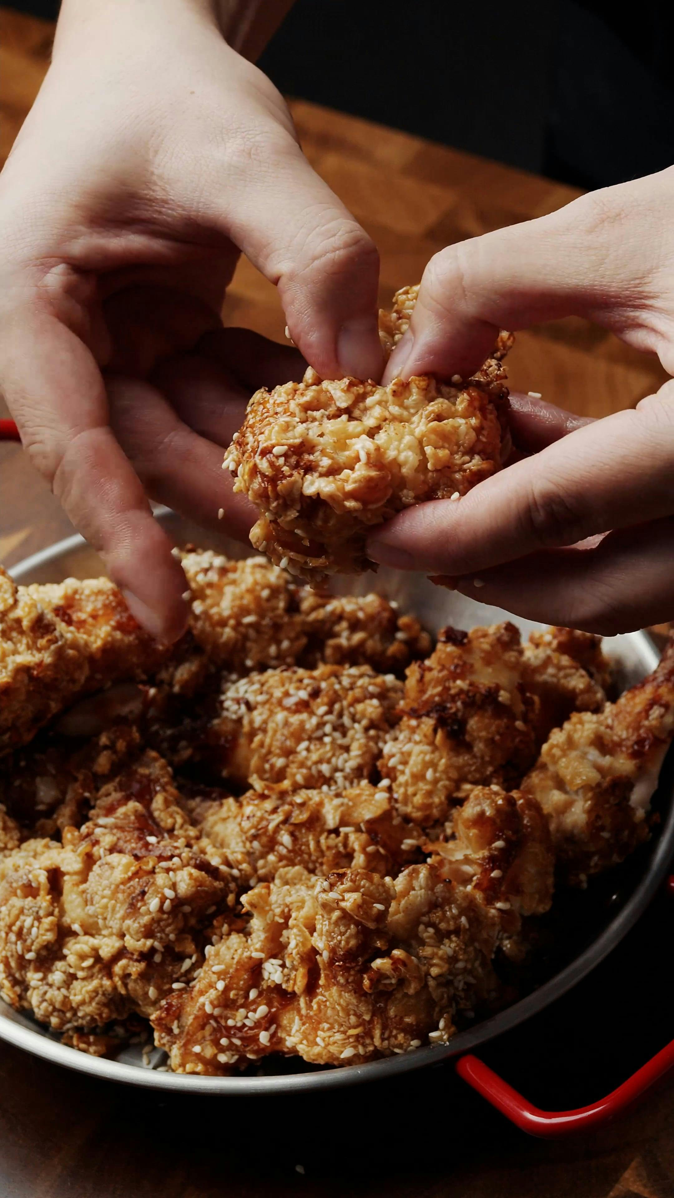 Close up on tearing chicken breast with hands Free Stock Video Footage ...