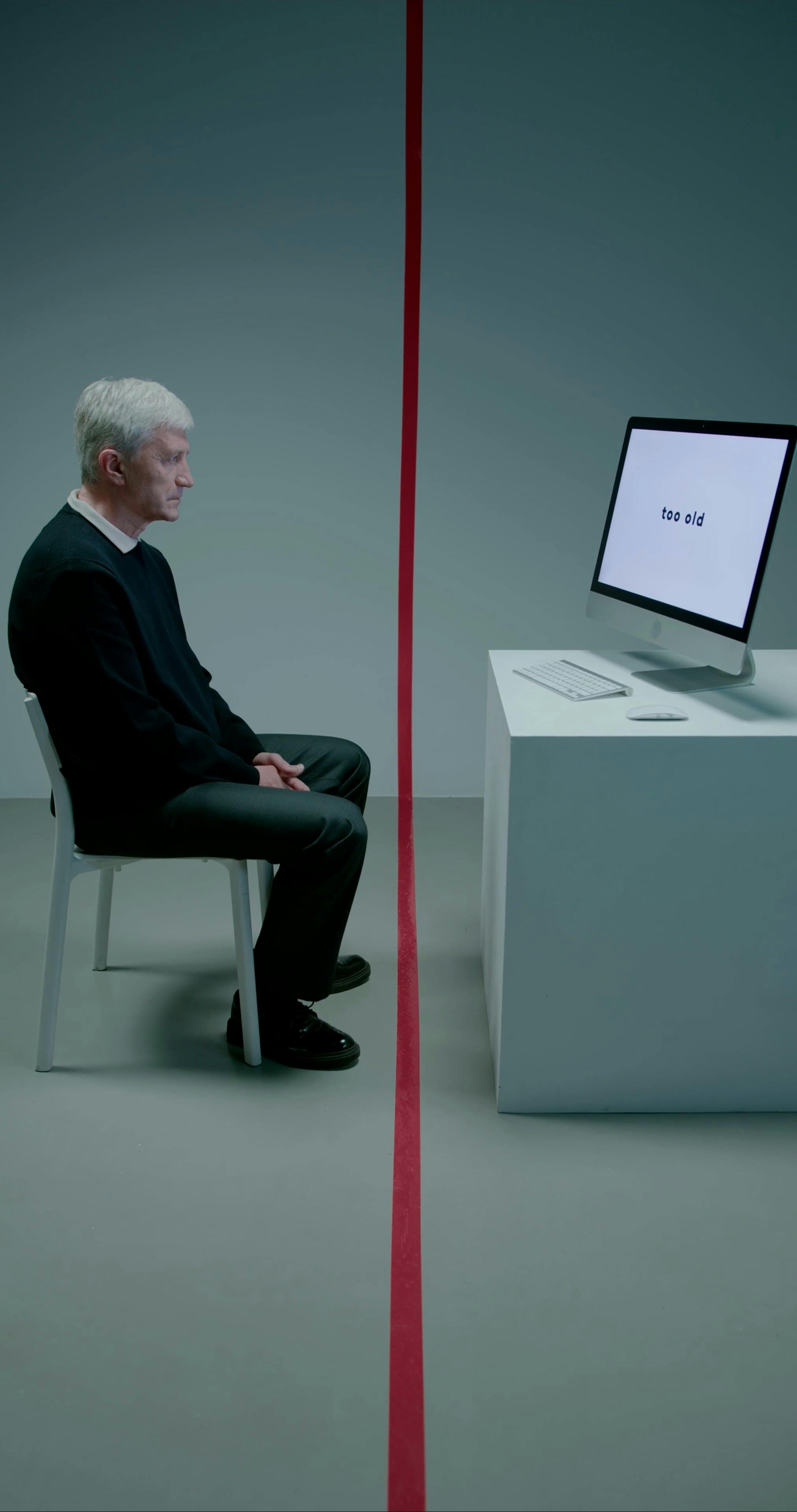An Sad Elderly Man Looking at a Computer Screen Free Stock Video ...