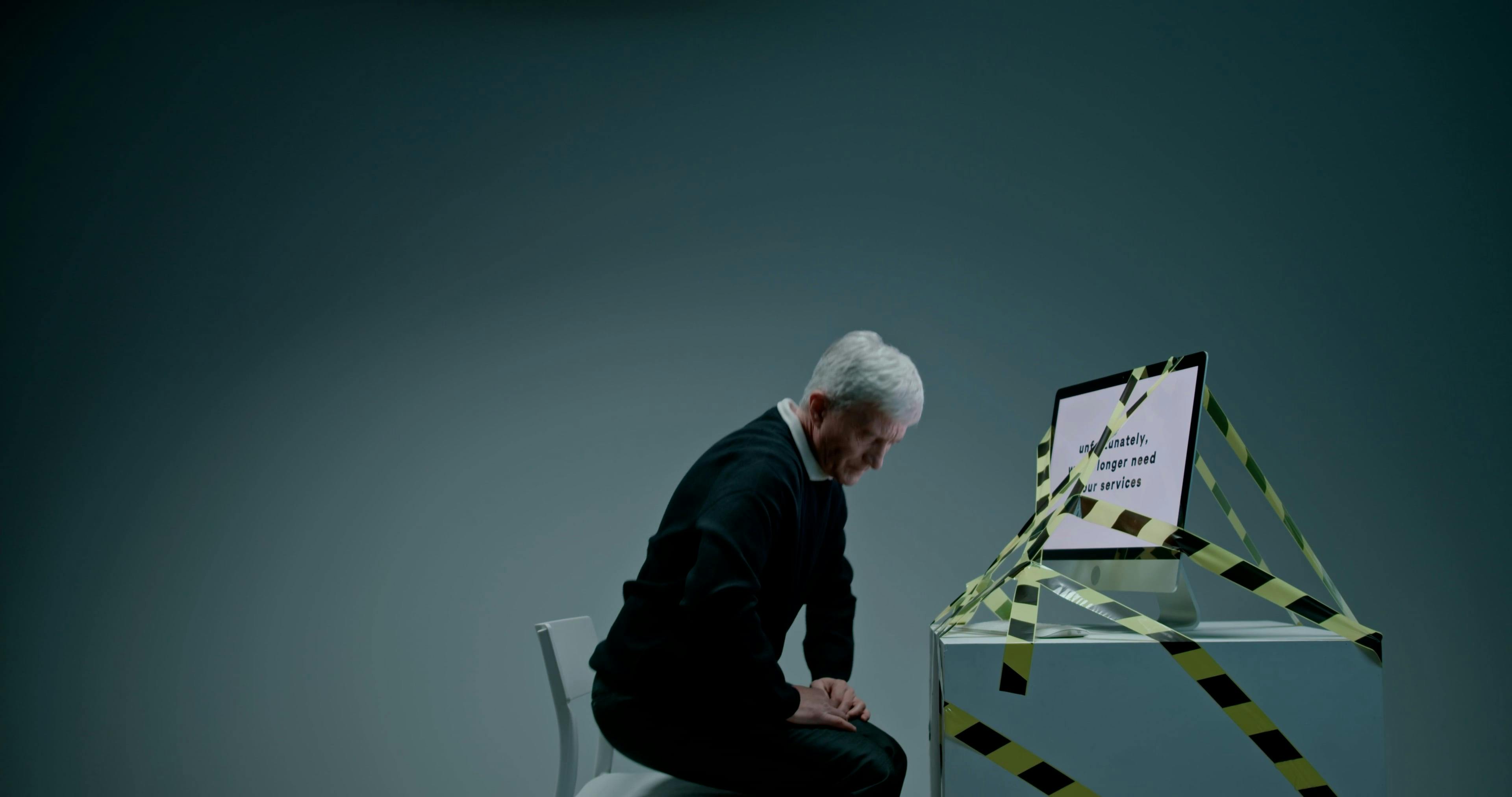 An Elderly Man Walking Away from a Computer Free Stock Video Footage ...