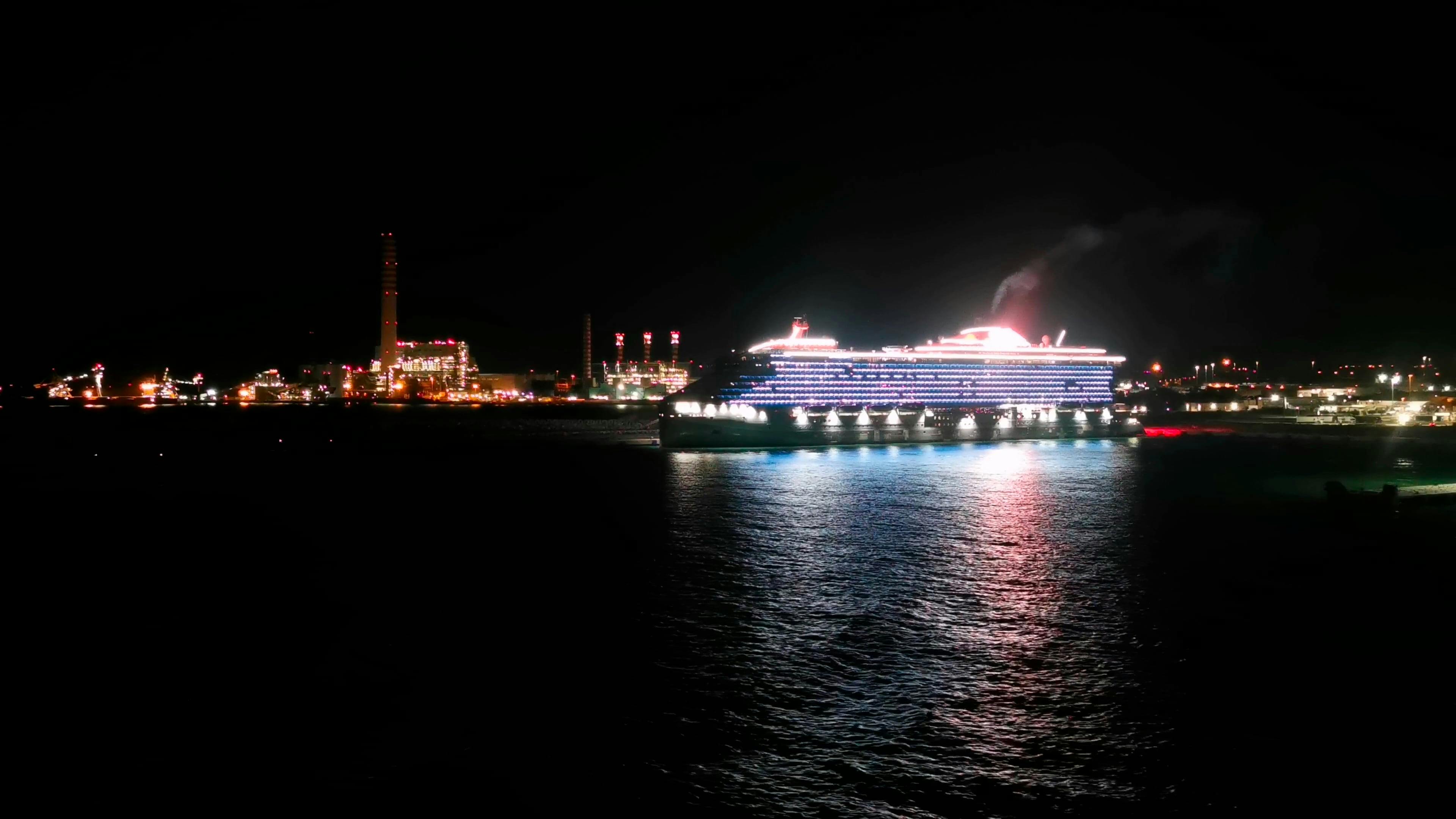 Illuminated Cruise Ship Sailing at Night Free Stock Video Footage ...