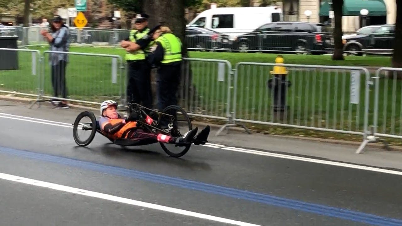 Camera Following Participant of Recumbent Bike Race Free Stock Video ...