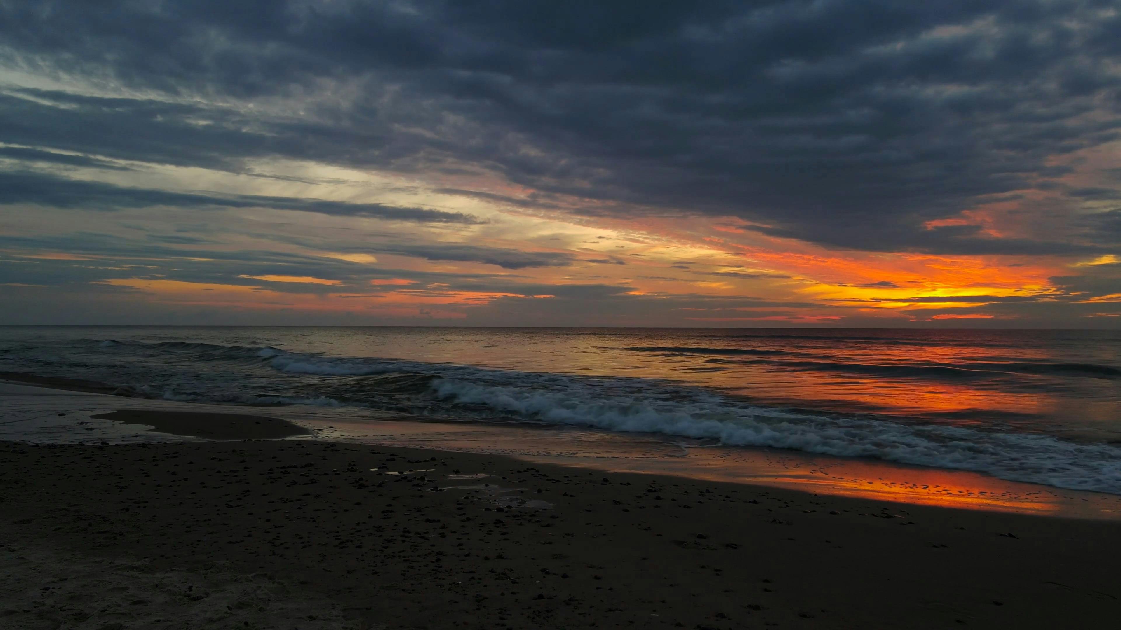 Footage of Waves in Sea and Beach at Sunset Free Stock Video Footage ...