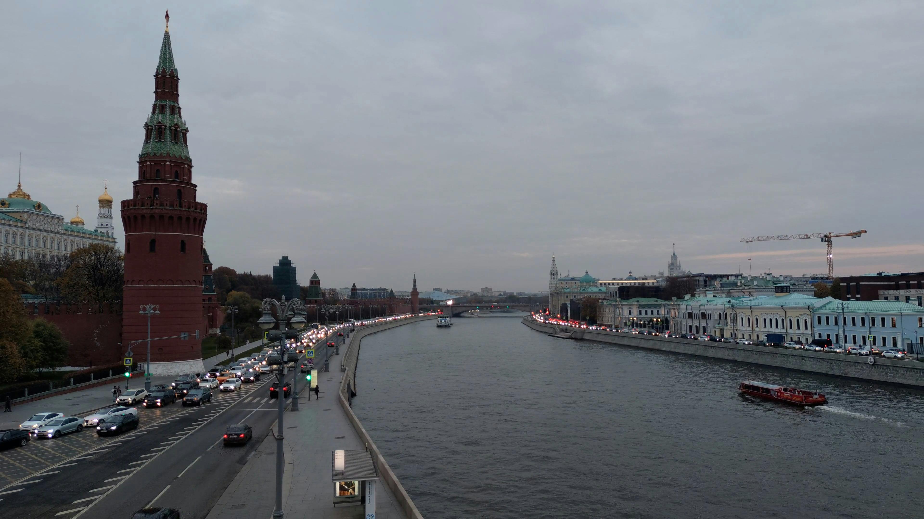 Elevated View of City With River at Sunset Free Stock Video Footage ...