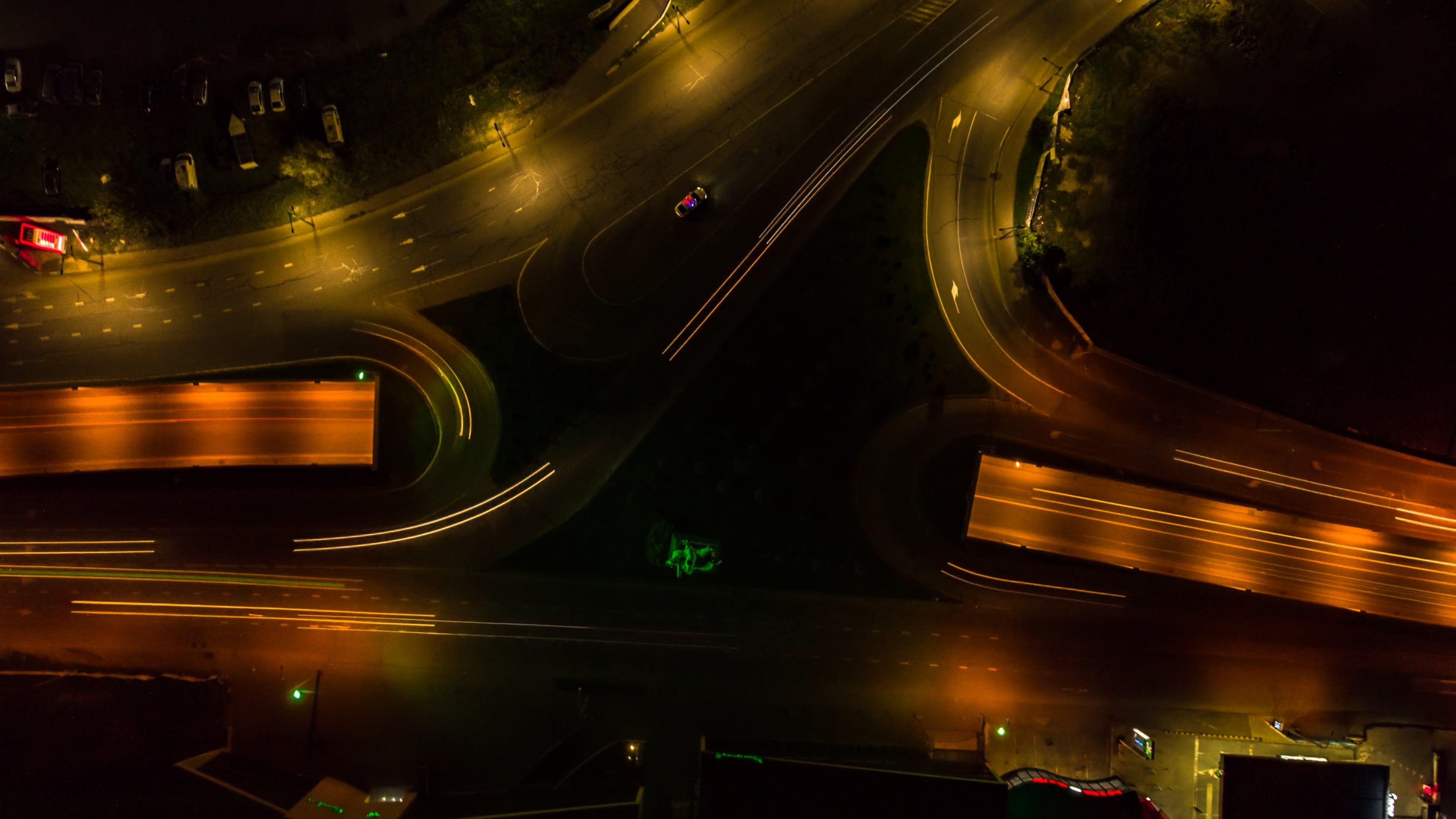 Evening Traffic On A Multi Section Road With Intersection Free Stock ...