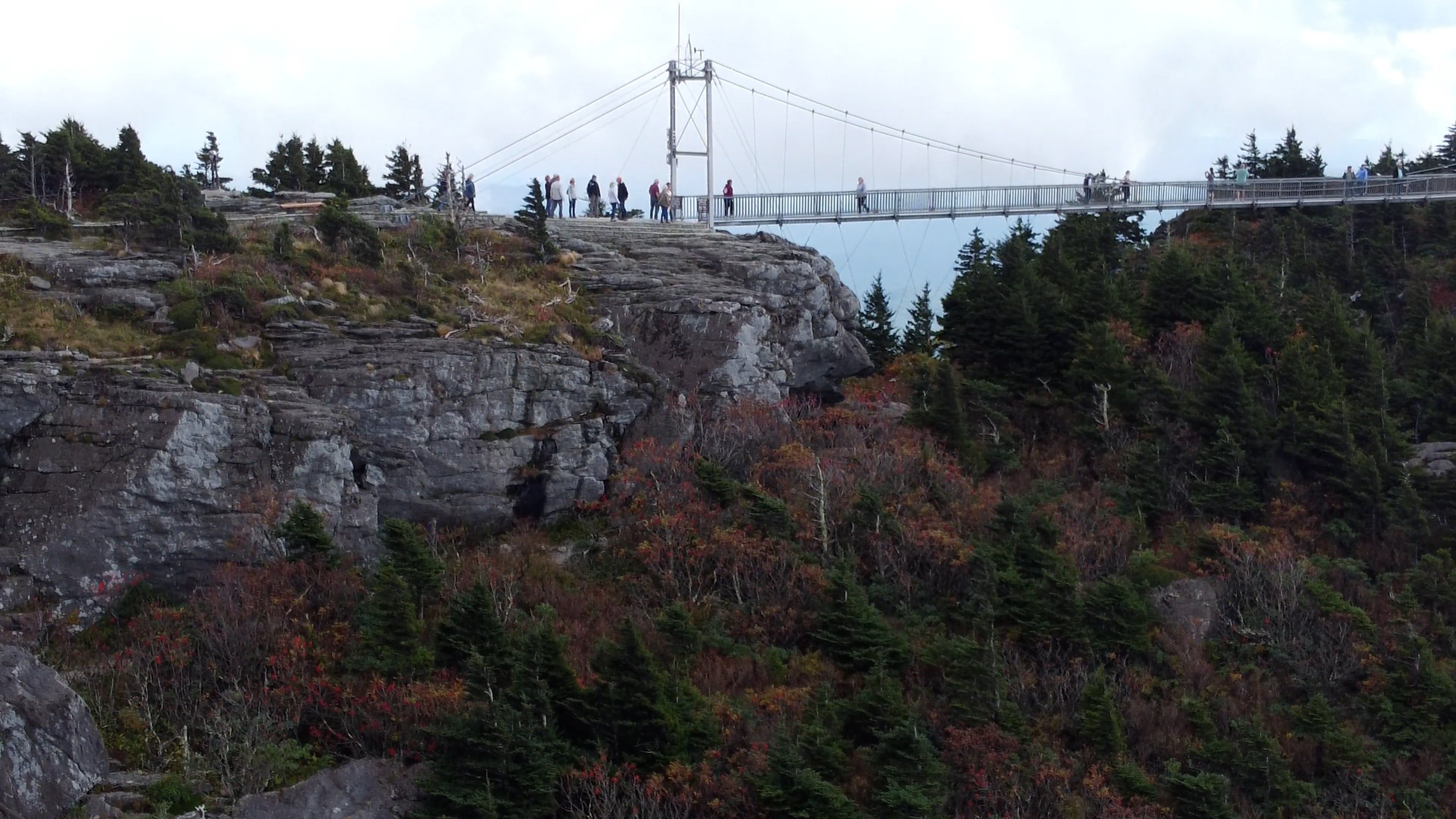 Drone Footage of People Walking in a Footbridge on a Cliff · Free Stock ...