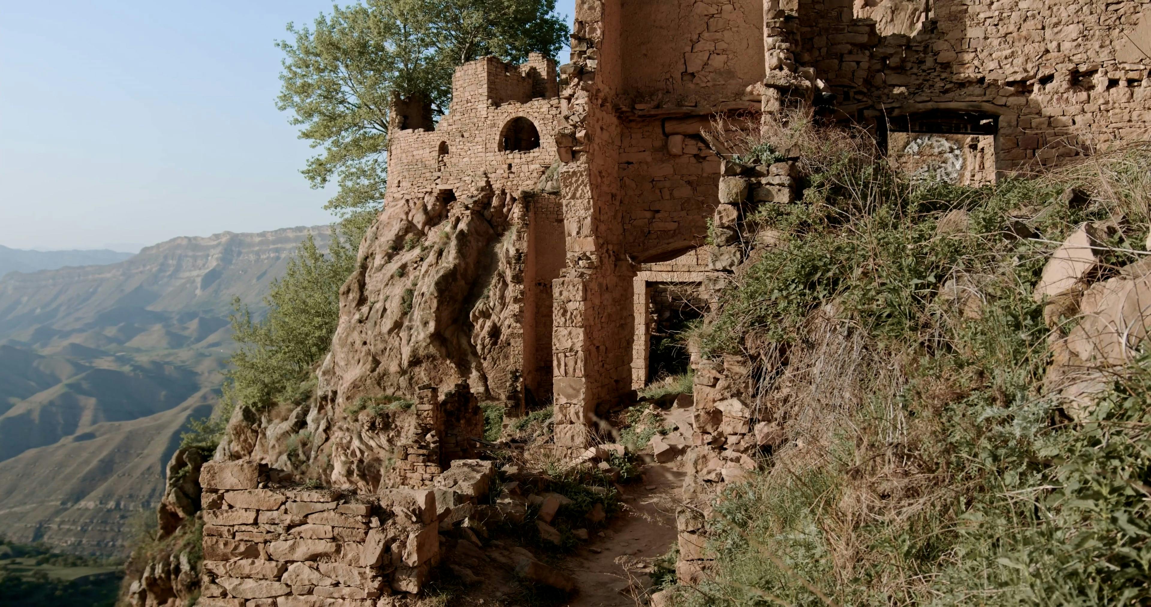 Tourists Exploring Old Ruins on Mountainside Free Stock Video Footage ...